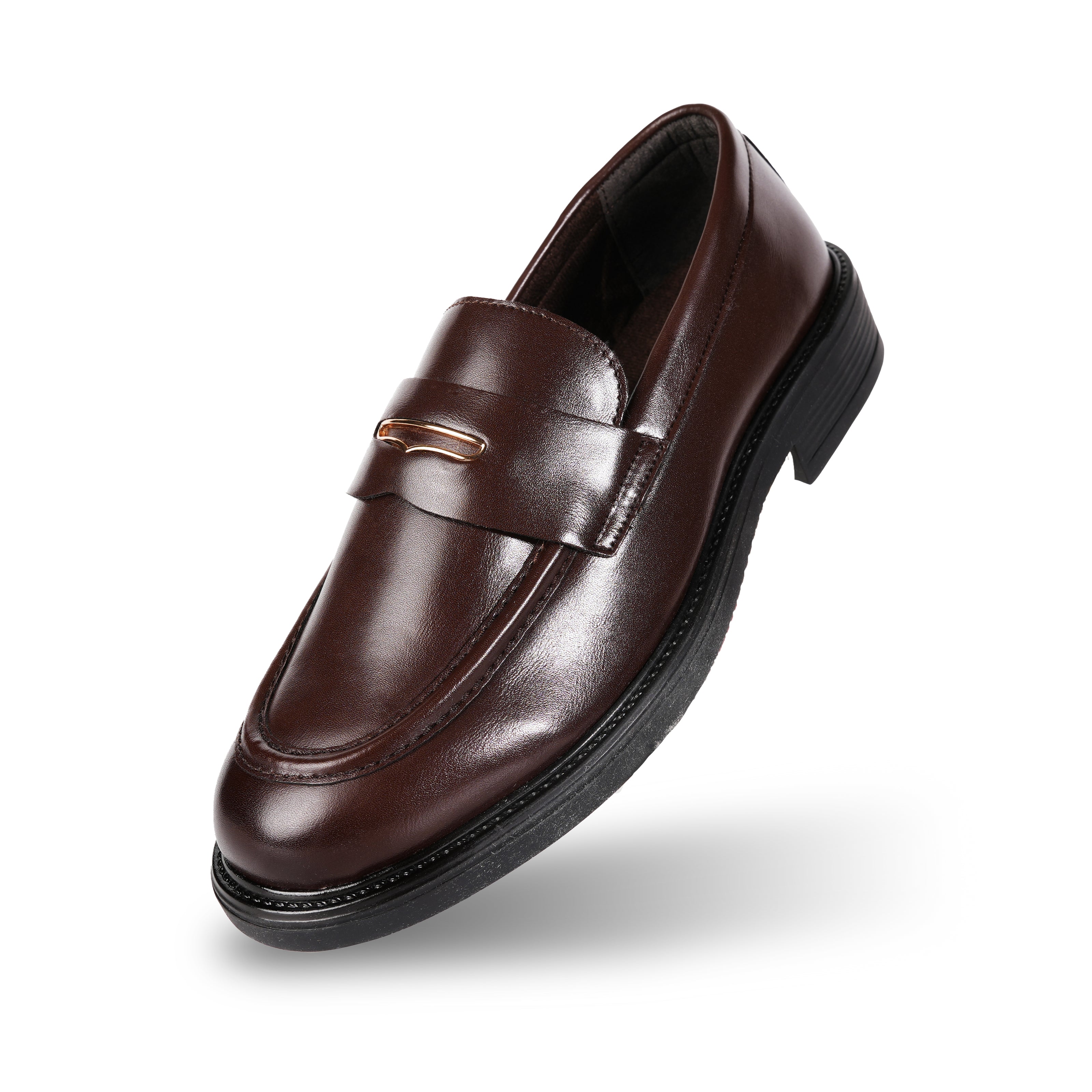 Monkstory Cosmopolitan Gold Embellished Penny Loafers - Brown